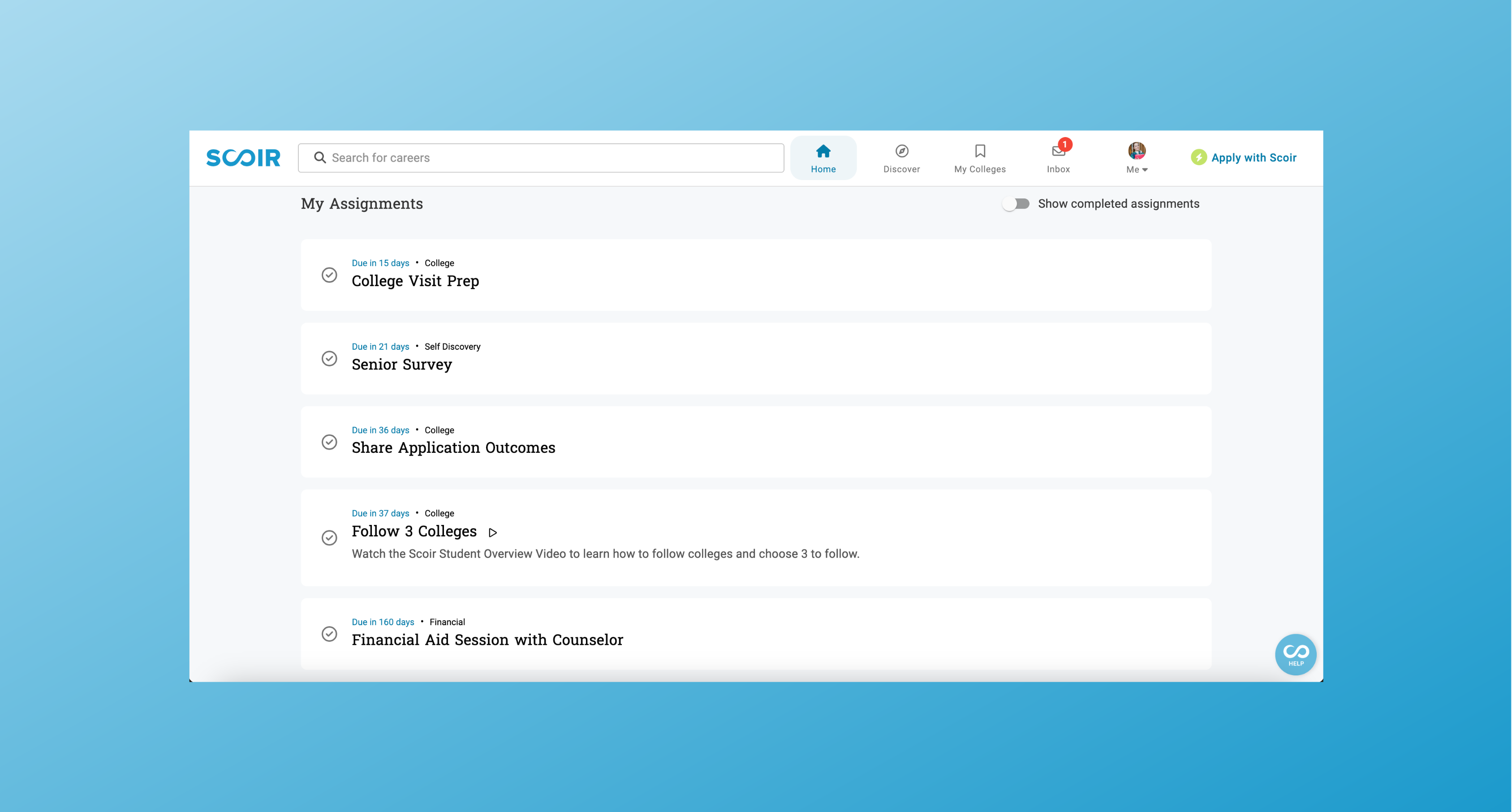My Assignments for Students | Scoir